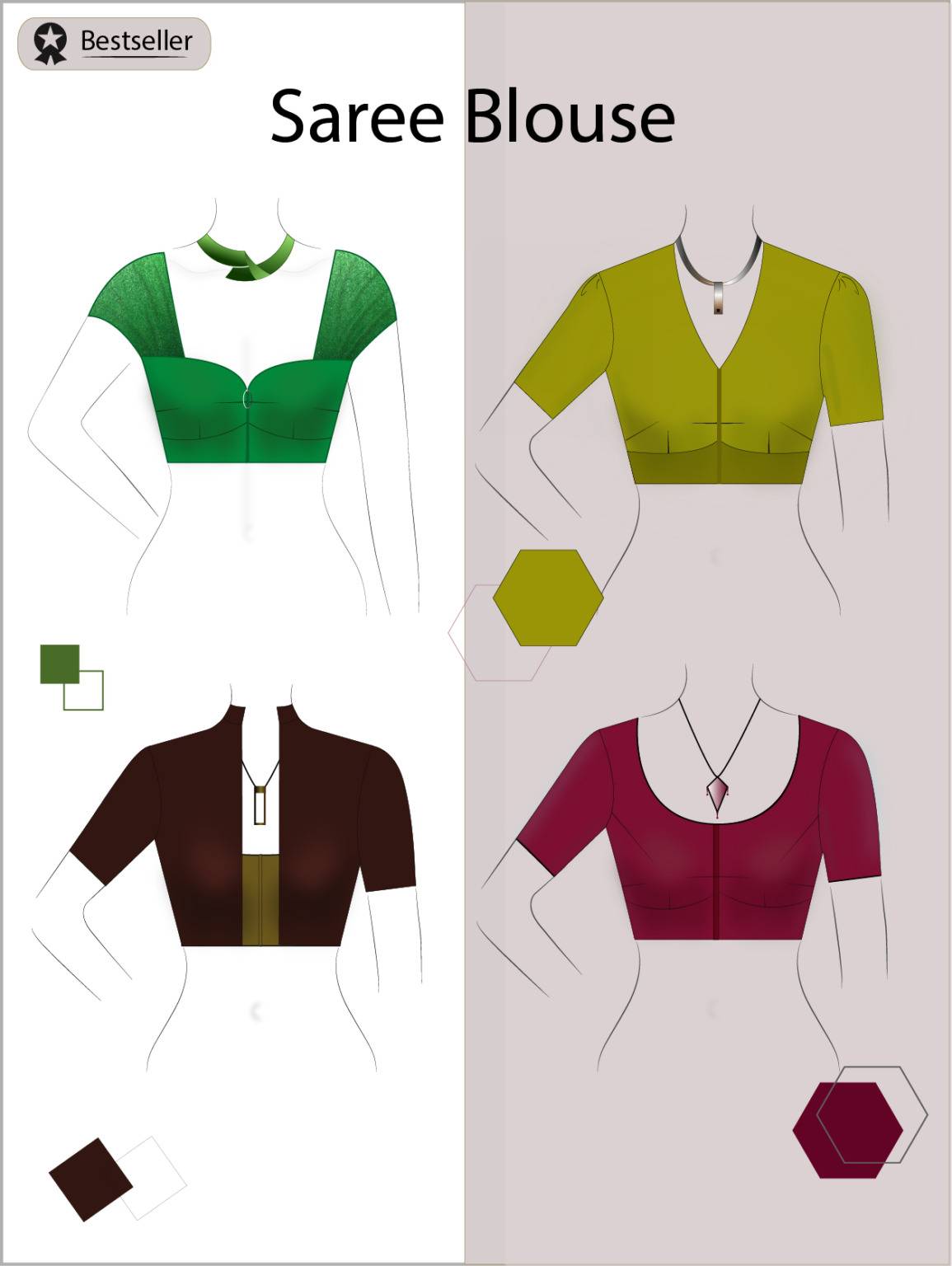 W2 Pattern Faculty Com - Saree Blouse & Bra Pdf Sewing Patterns